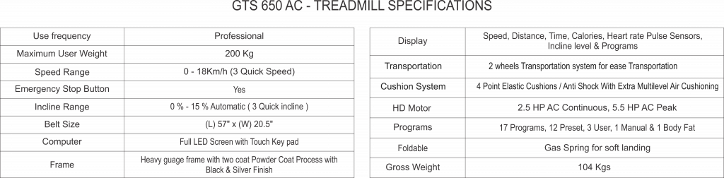 GTS 650 AC Treadmill